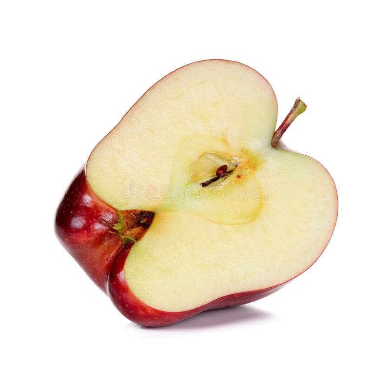 Half Red Apple Isolated on White Clipping Path Stock Image - Image of ...