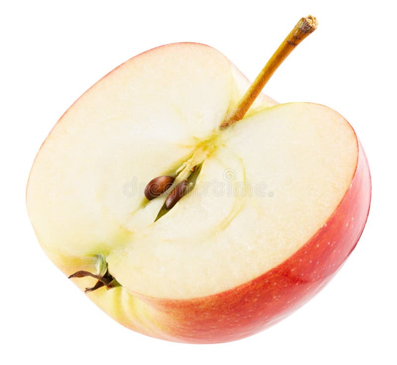 Red Apples with Half of Apple and Green Leaves Isolated on a White ...