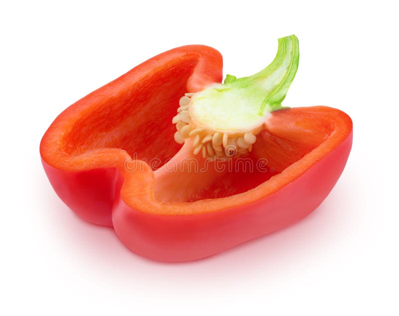 Half of Red Bell Pepper Isolated on a White Background. Stock Photo ...