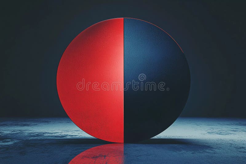 Half Red Half Blue Circle Stands Alone in a Moody Dark Space Generative ...
