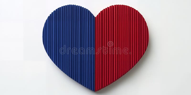 Half Red Half Blue Corrugated Heart Shape Abstract Valentine S Day ...
