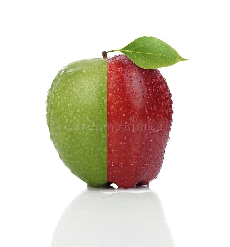 Studio Shot Of Green Apple Cut In Half Isolated Stock Photo - Image of ...
