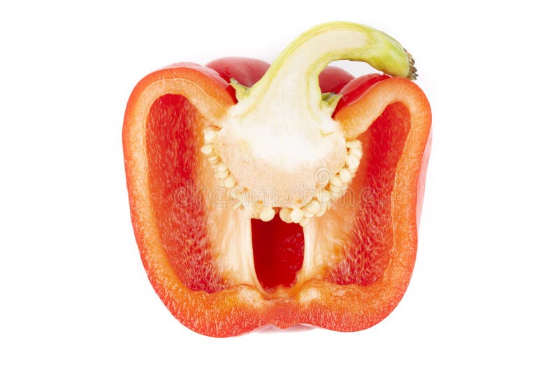 Half Red Pepper with Seeds Inside, Top View Stock Photo - Image of ...