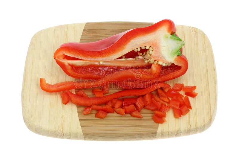Half Red Pepper Sliced and Diced Stock Photo - Image of oval, shape ...