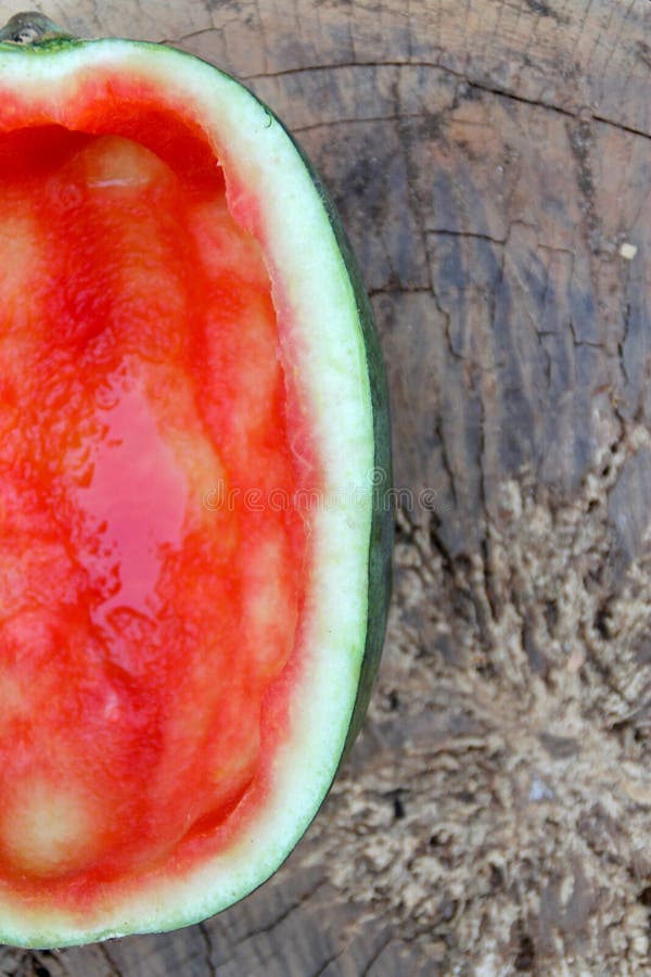 Half of the Red Watermelon Was Eaten Stock Image - Image of cool ...