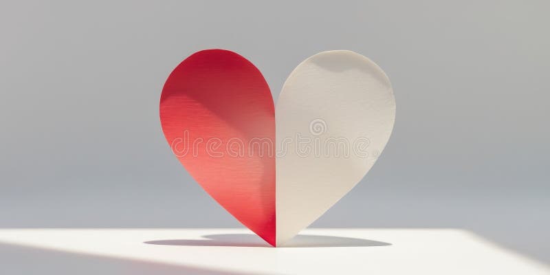 Half Red White Paper Heart Shadow Stock Photos - Free & Royalty-Free ...