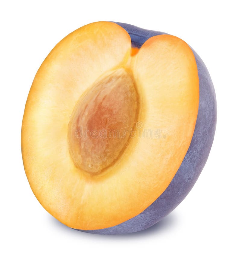 Half of Ripe Blue Plum Isolated Stock Photo - Image of dark, bright ...