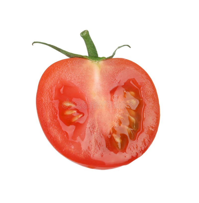 Half of Ripe Cherry Tomato Isolated on White Stock Image - Image of ...