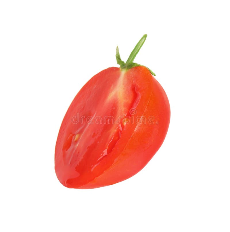 Half of Ripe Cherry Tomato Isolated on White Stock Image - Image of ...