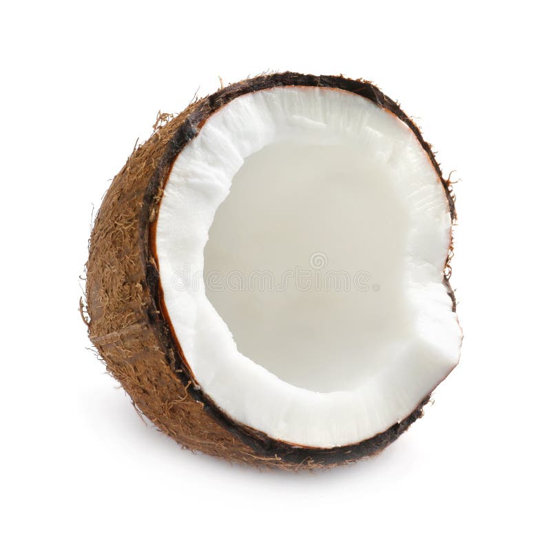 Half of Ripe Coconut Isolated on White Stock Photo - Image of aromatic ...