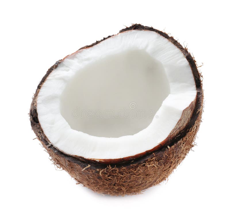 Half of Ripe Coconut Isolated on White Stock Image - Image of fresh ...