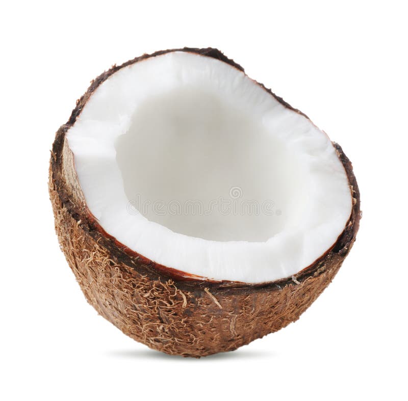 Half of Ripe Coconut Isolated on White Stock Image - Image of nutrient ...