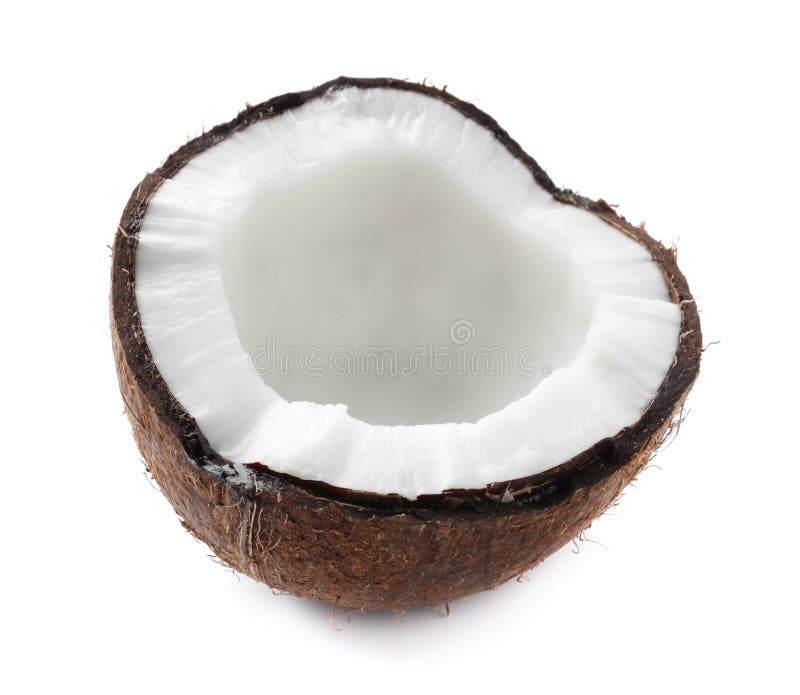 Half of Ripe Coconut Isolated on White Stock Image - Image of nutrition ...
