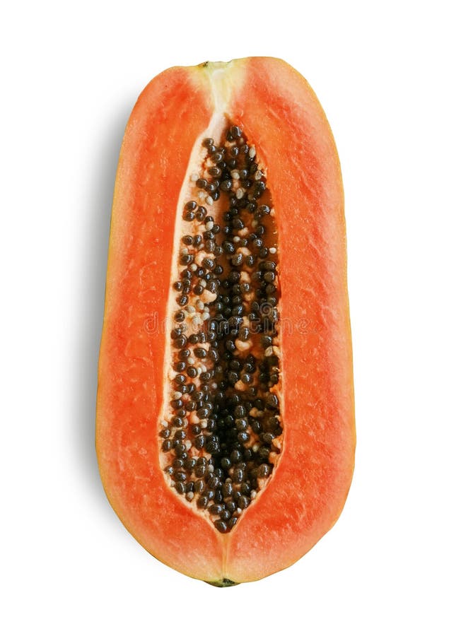 Half of Ripe Papaya Isolated Stock Image - Image of sweet, papaya ...