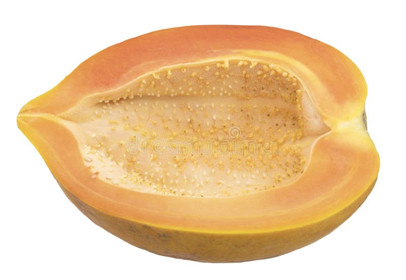 Half of Ripe Papaya Seedless Isolated Stock Photo - Image of nutrition ...