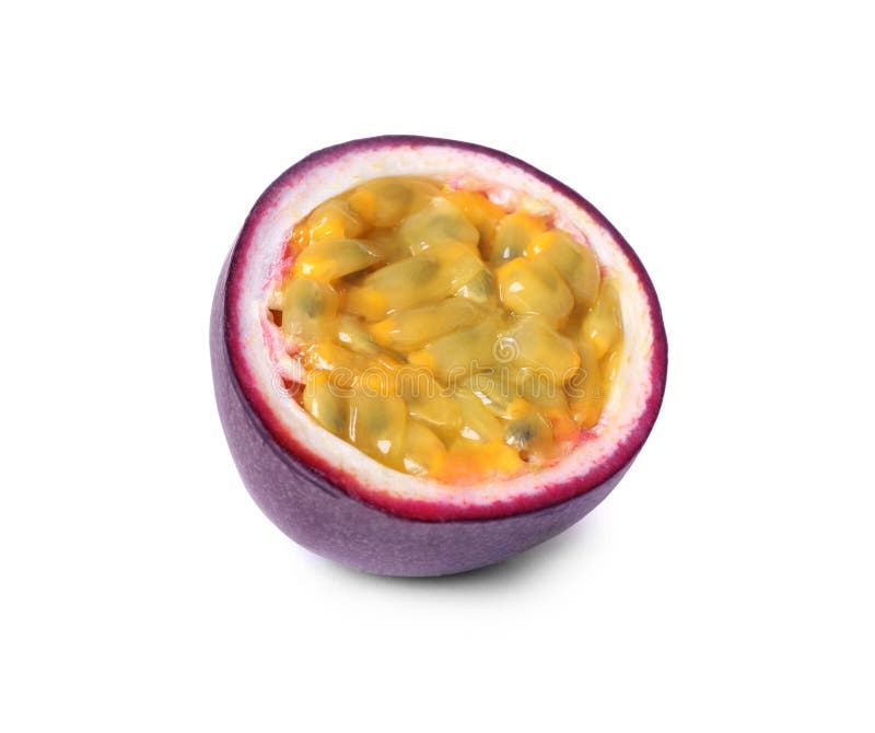 Half of Ripe Passion Fruit Isolated on White Stock Photo - Image of ...
