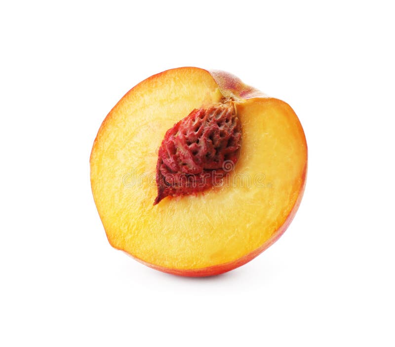 Half of Ripe Peach Isolated on White Stock Photo - Image of delicious ...