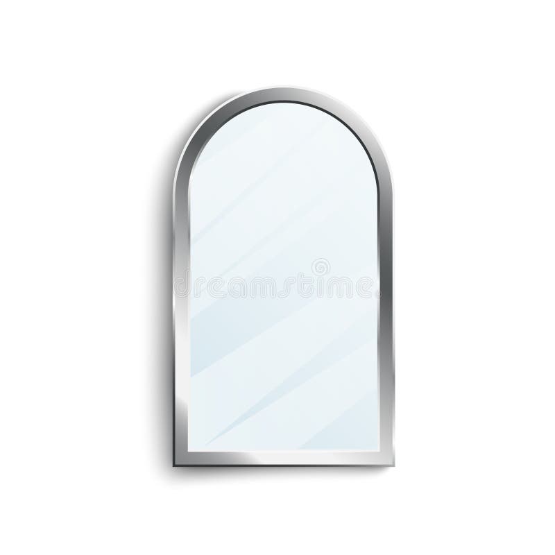 Half Round Realistic Mirror With Shiny Silver Metal Frame And Blank ...
