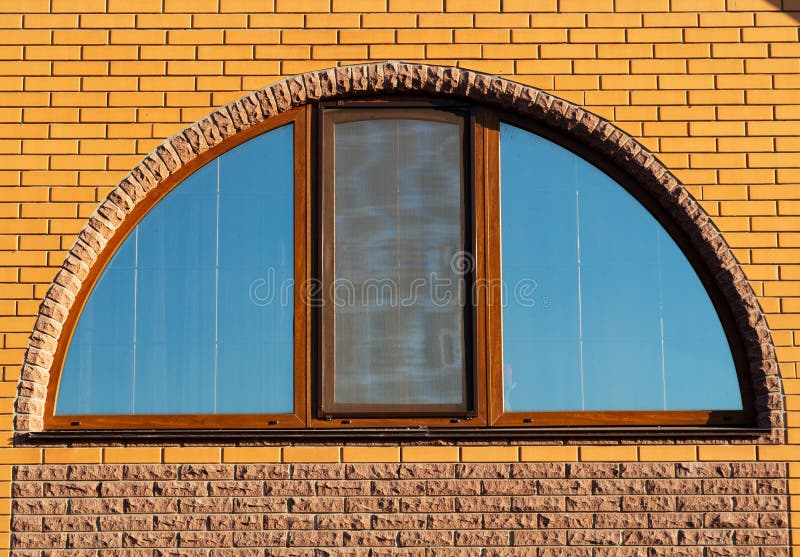 Half-round Window in Brick Wall, House Exterior, Closeup Stock Image ...