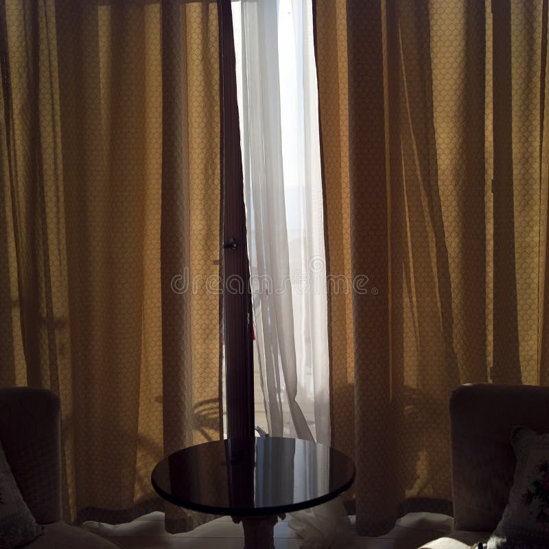 Half shut curtains stock image. Image of apartment, curtain - 204939131