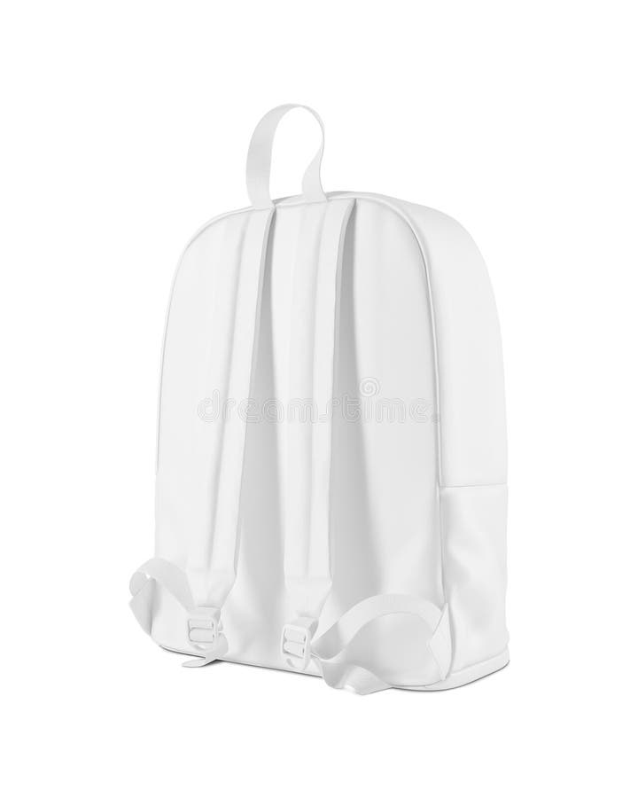 Half Side Back View of White Blank Textile Backpack Mockup, Isolated on ...