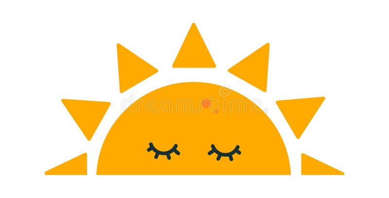 Half Sleeping Sun Character Stock Illustration - Illustration of ...