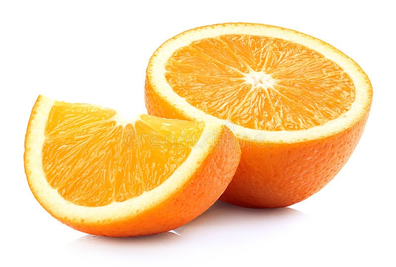 Half and Slice of Orange Fruit Stock Photo - Image of white, citrus ...