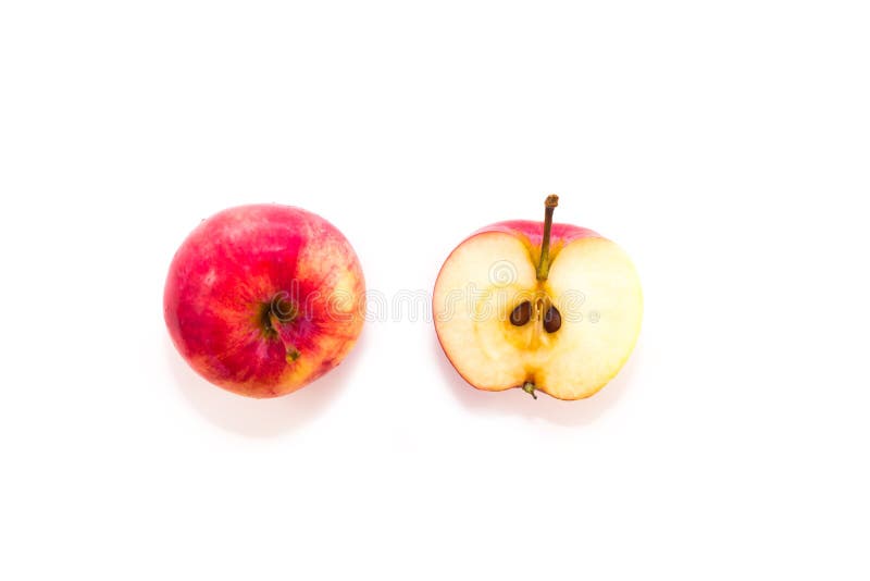 Half a Sliced Fresh Small Red Apple on a White Background Stock Image ...