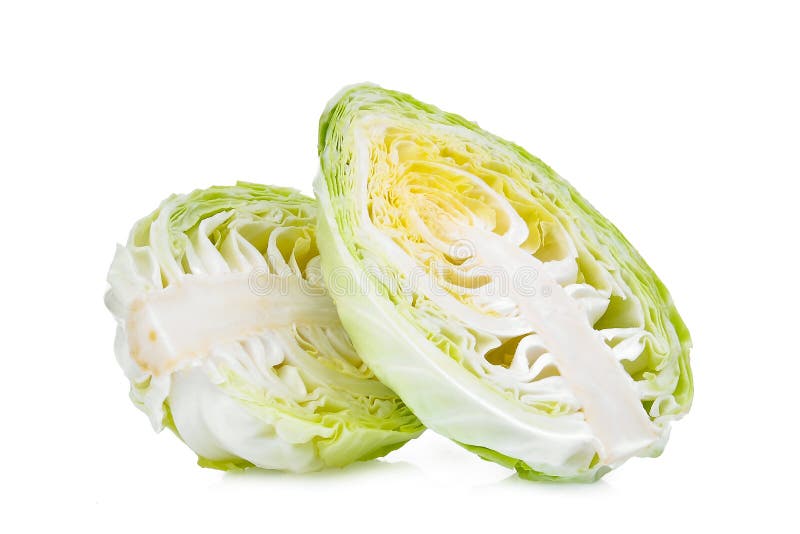 Set of Green Pointed Cabbage Isolated on White Stock Image - Image of ...