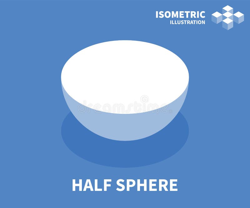 Half Sphere Icon. Isometric Template for Web Design in Flat 3D Style ...