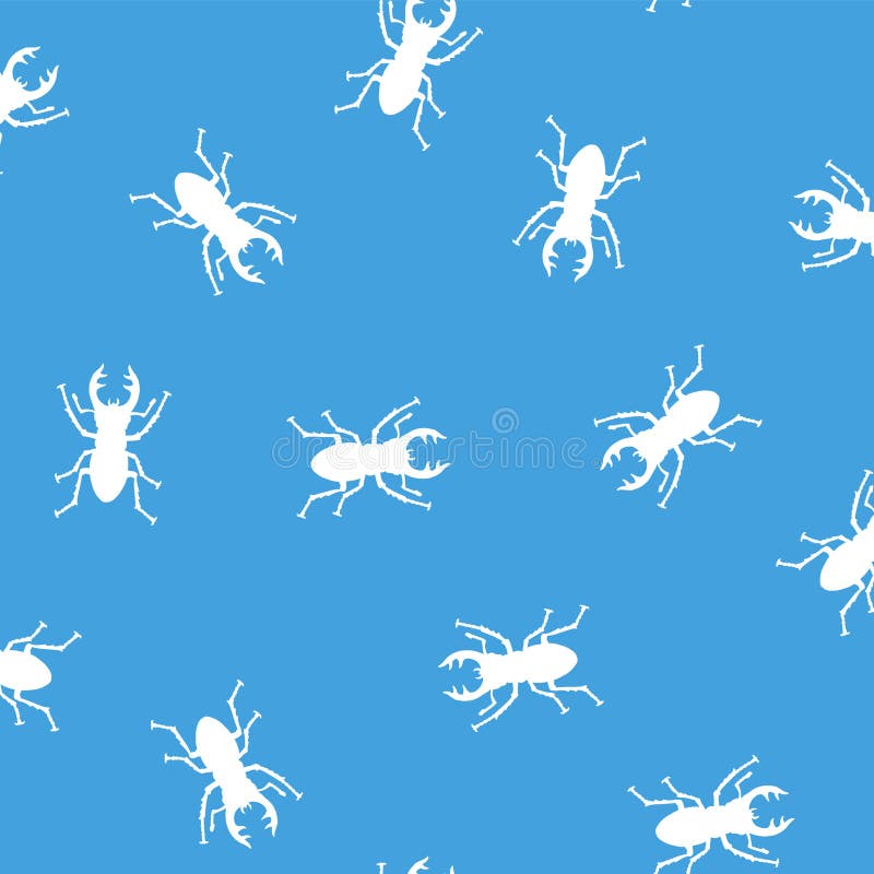 Seamless Pattern with Simple Silhouettes of Stag Beetles, Stock Vector ...