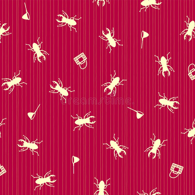Seamless Pattern with Simple Silhouettes of Stag Beetles, Stock Vector ...