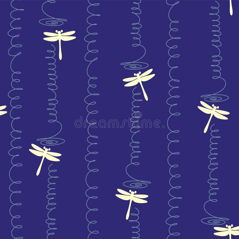 Simple Silhouette Dragonfly Seamless Pattern, Stock Vector ...