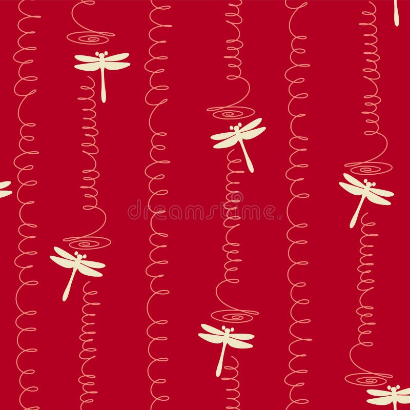 Simple Silhouette Dragonfly Seamless Pattern, Stock Vector ...