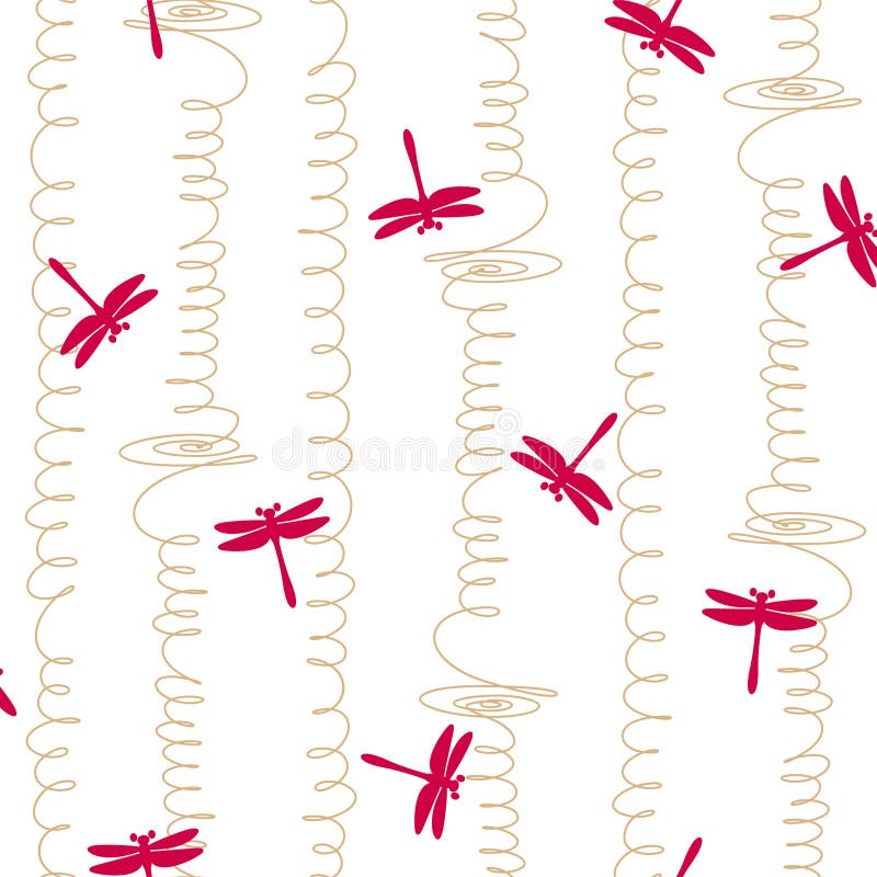 Simple Silhouette Dragonfly Seamless Pattern, Stock Vector ...