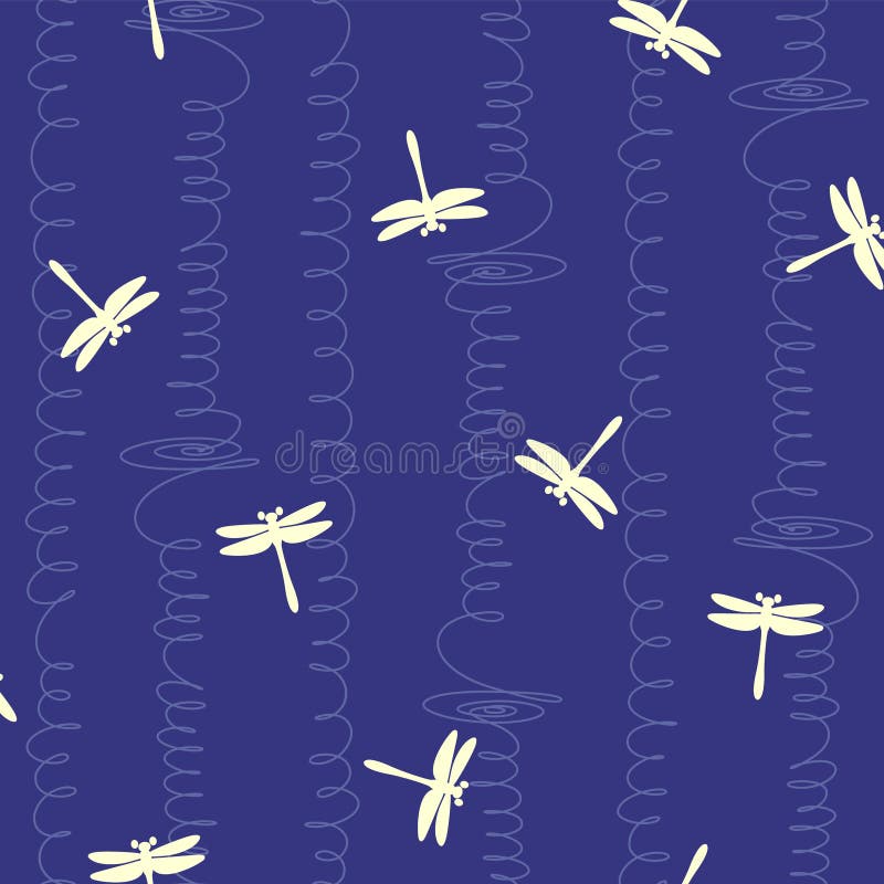 Simple Silhouette Dragonfly Seamless Pattern, Stock Vector ...
