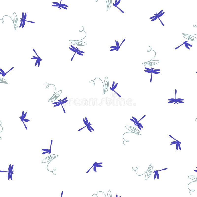 Simple Silhouette Dragonfly Seamless Pattern, Stock Vector ...