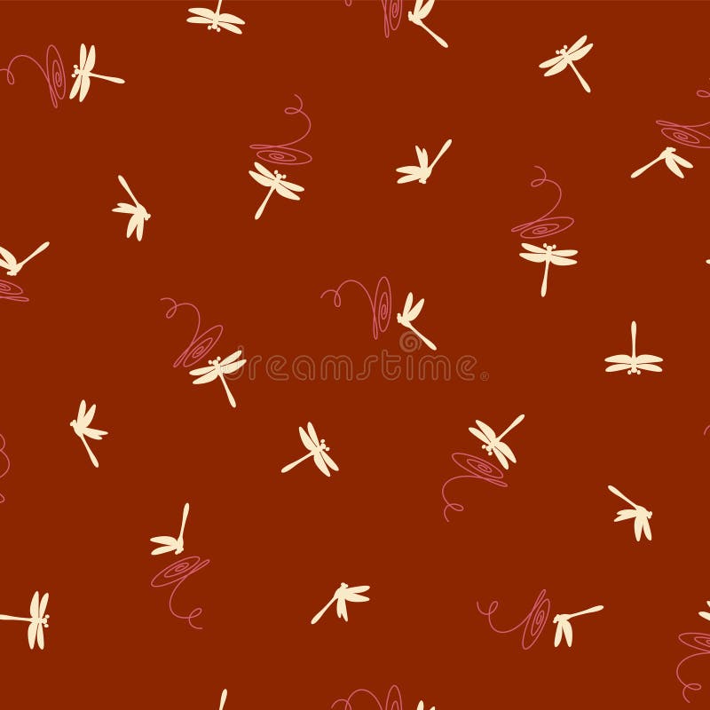 Simple Silhouette Dragonfly Seamless Pattern, Stock Vector ...