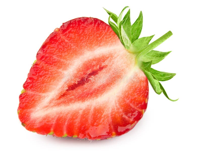 Strawberry Half Isolated Clipping Path Stock Photo - Image of natural ...