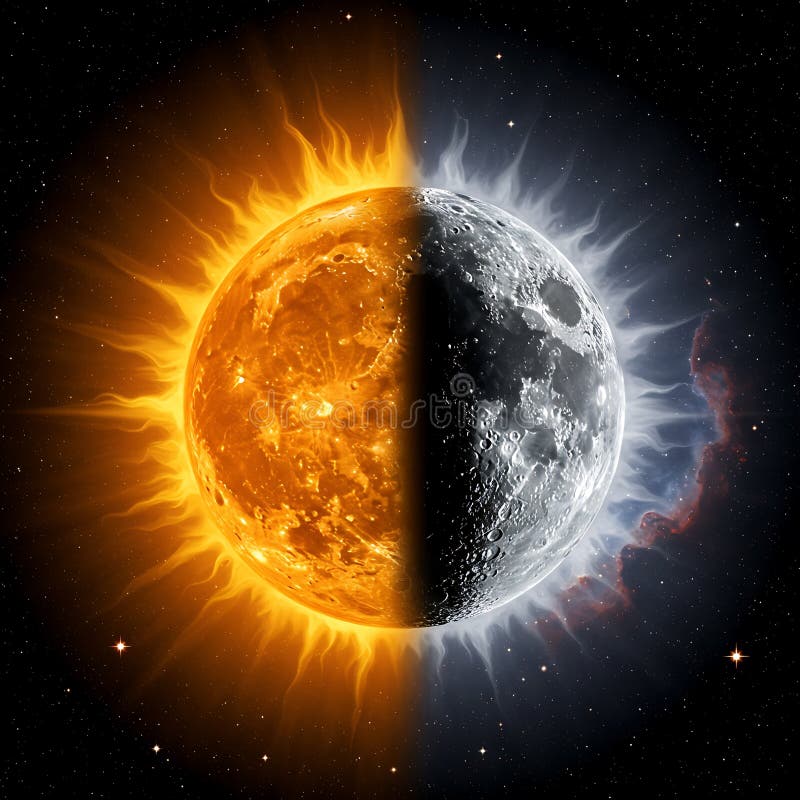 Half Sun Half Moon Stock Illustrations – 2,174 Half Sun Half Moon Stock ...