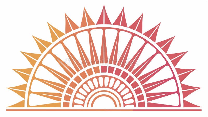 Half Sunburst with Geometric Rays and Dots Pattern Vector Design ...