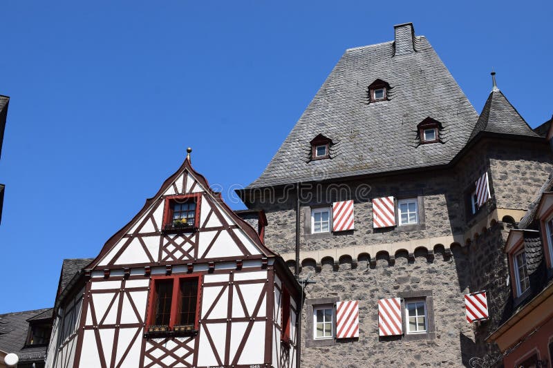 Half-timbered House and Stone City Gate Brückentor, Mayen Stock Image ...