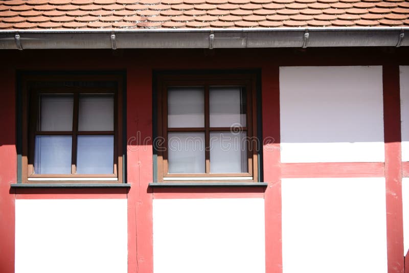 Half-timbered House Facade with Windows Under the Roof Stock Photo ...