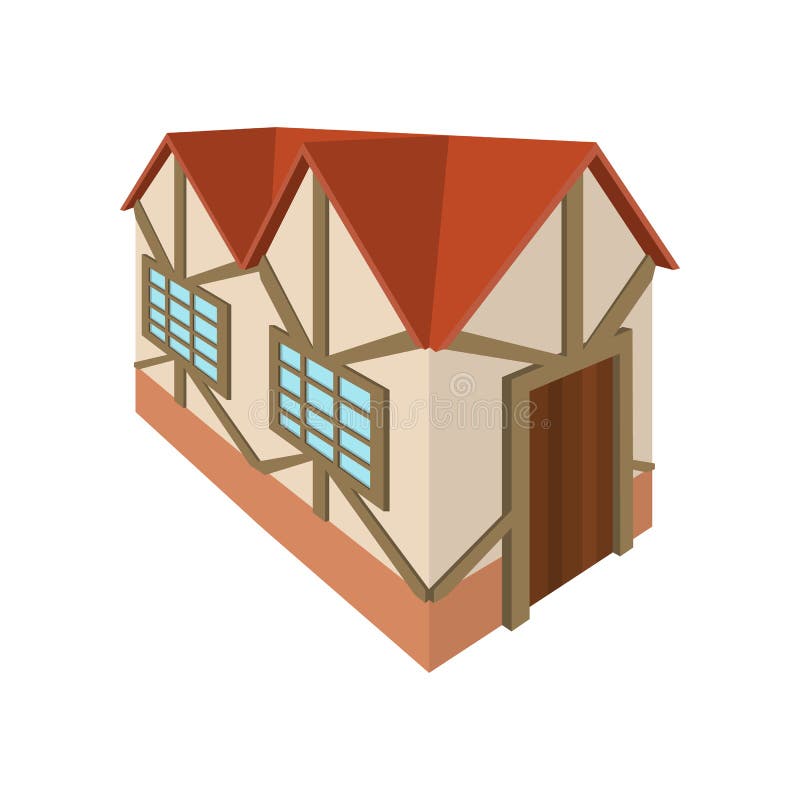 Half Timbered House in Germany Icon, Cartoon Style Stock Vector ...