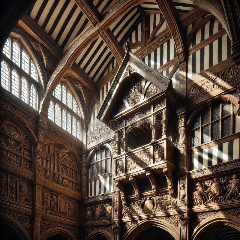 Half Timbered Shadows Light and Shadow Playing Across the Expose Stock ...