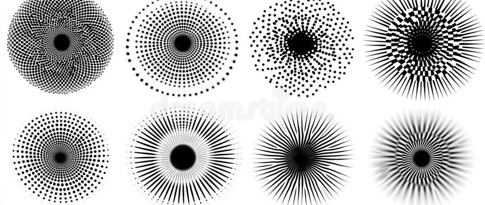 A Half-tone Circle with a Round Dotted Frame, a Circular Pattern Border ...