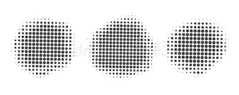 Half Tone Dotted Circles. Vector Round Shape with Grunge Texture Stock ...