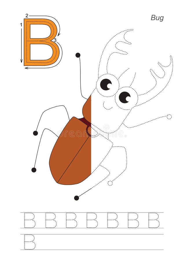 Half Trace Game for Letter B. the Bug. Stock Vector - Illustration of ...