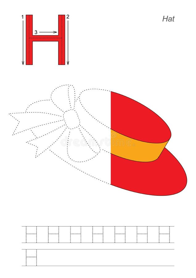 Half Trace Game for Letter H. Hat. Stock Vector - Illustration of ...