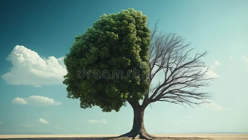 Half of the Tree is Alive and Green and the Other Half is Dry and Dead ...